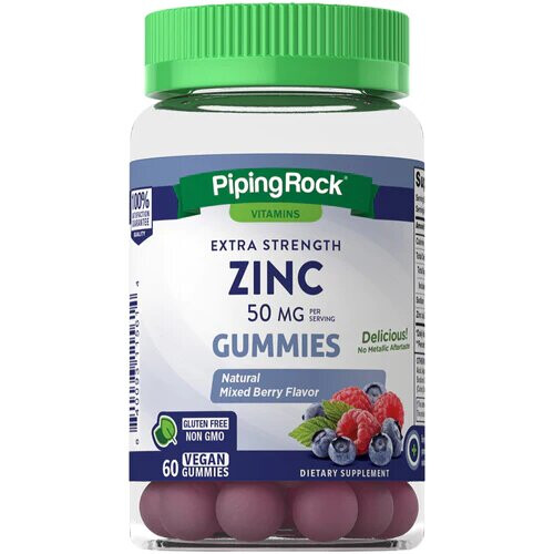 PIPING ROCK Zinc Gummies 50mg 60 Vegan Gummies, Mixed Berry Flavor on OnBuy