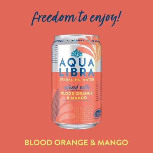 AQUA Libra Sparkling Water, Sugar-Free Fruit Water, No Sugar, No Calories, Blood Orange and ...
