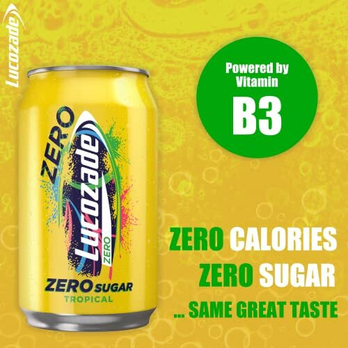 Lucozade Zero Fizzy Drink, Tropical Flavour, Sugar Free, Low Calorie, 6 ...