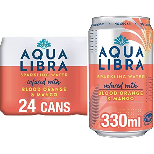 AQUA Libra Sparkling Water, Sugar-Free Fruit Water, No Sugar, No Calories, Blood Orange and ...