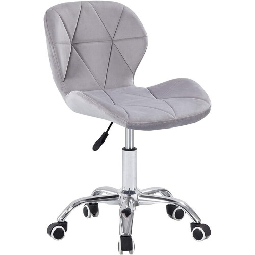 (Grey Velvet) Office Swivel Computer Desk Chair with a Height ...