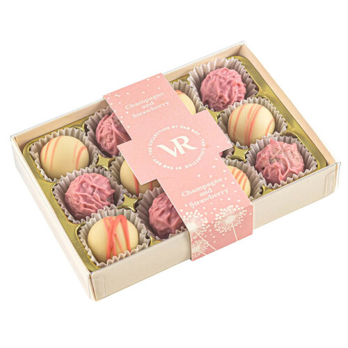 The Champagne and Strawberry Collection in 12pc cream box - 165g on OnBuy