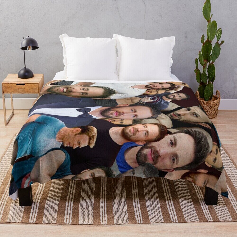 Fleece Throw Blanket chris evans photo collage for Sofa Couch Kids 60 x ...