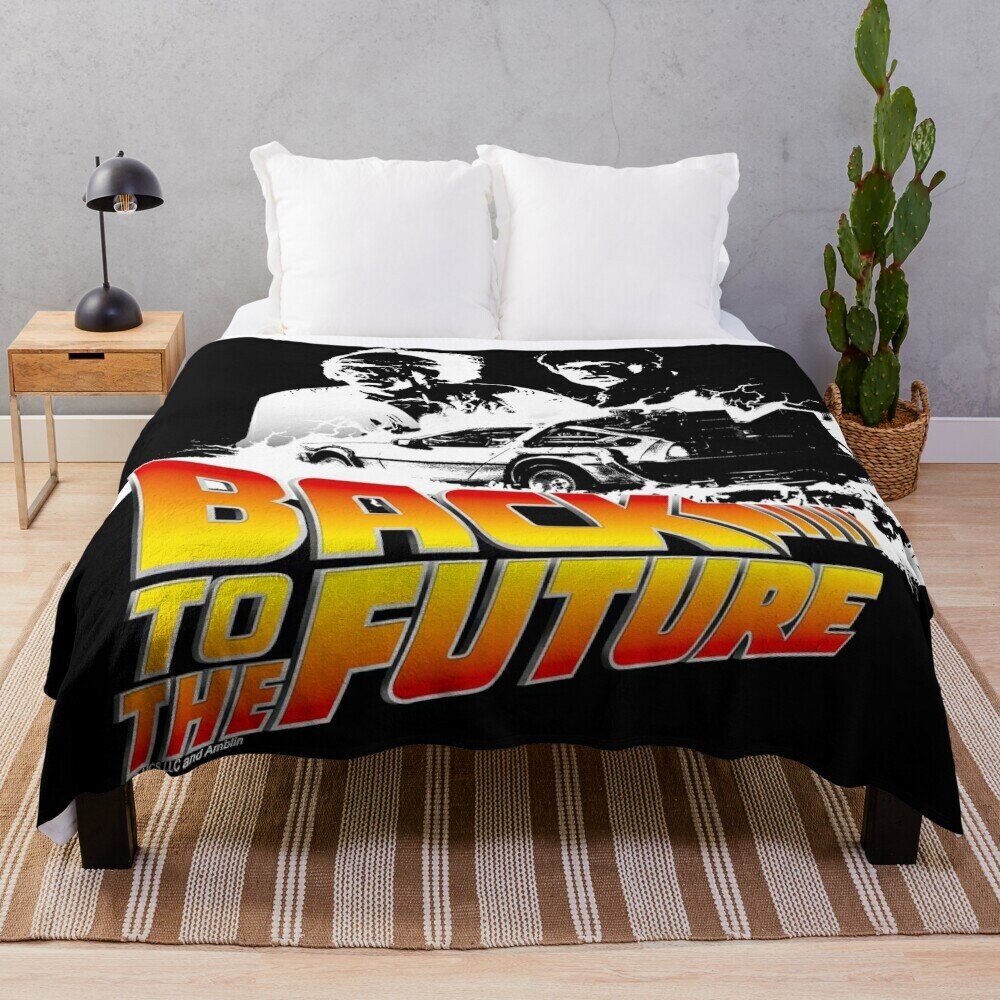 Fleece Throw Blanket Back to the Future - DeLorean Fire Tracks, Marty ...