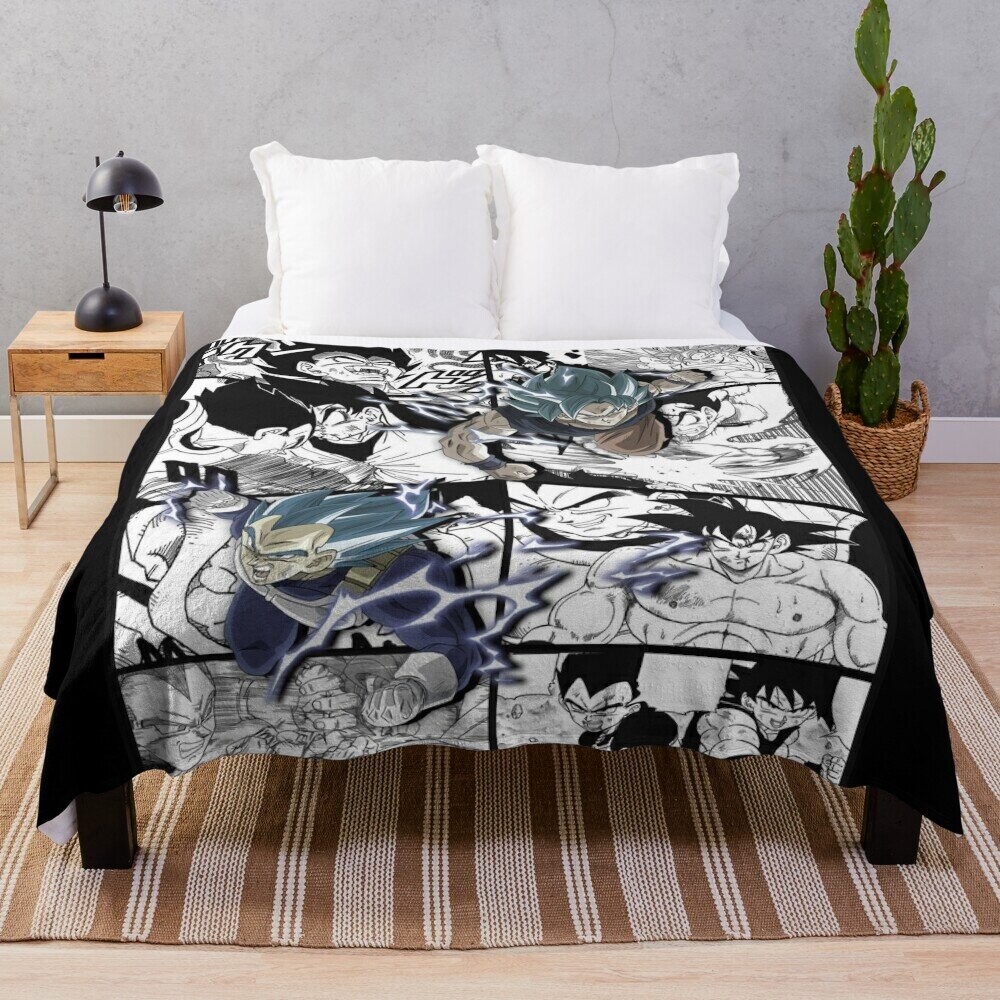 Fleece Throw Blanket Goku and Vegeta manga version Dragon ball super ...
