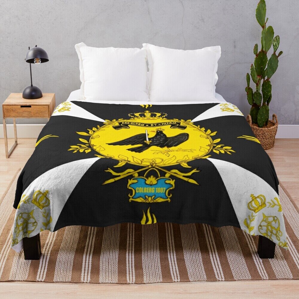 Fleece Throw Blanket Napoleonic Prussian flag "Colberg 1807" for Sofa ...