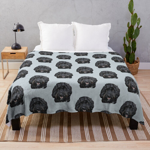 Fleece Throw Blanket Black Doodle / Cockapoo Dog for Sofa Couch Kids 60 ...