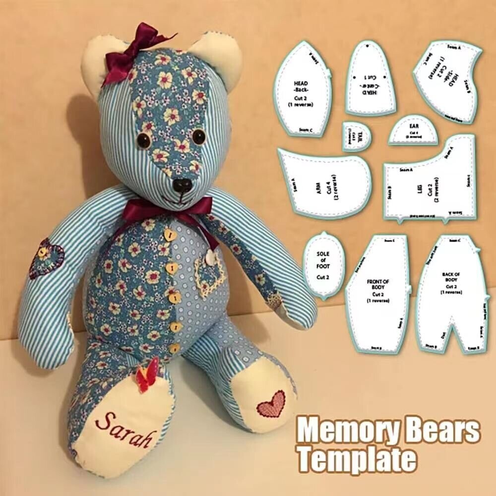 (Small Size Can Make The Finish...) Memory Bear Template Ruler Set (10 ...