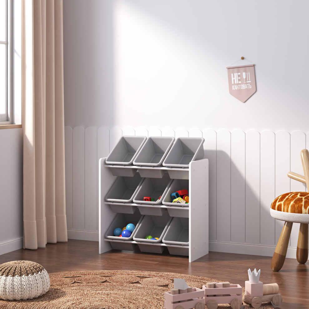 Children s Toy Storage Unit with 9 Plastic Bins Kids Shelves Organiser on OnBuy