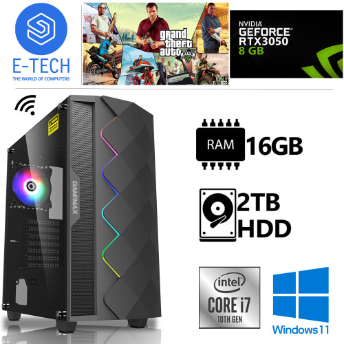 Gaming PC Core i7 10700F 16GB DDR4 NVIDIA RTX 3050 2TB HDD Windows 11 ...