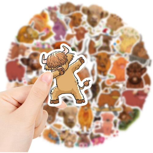 50pcs Cute Highland Cow Stickers for Water Bottles Scottish Highland ...