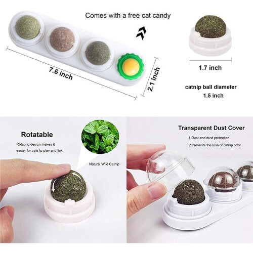 Catnip Ball Toy Rotating Natural Catnip Ball Toys Wall Mount Treats