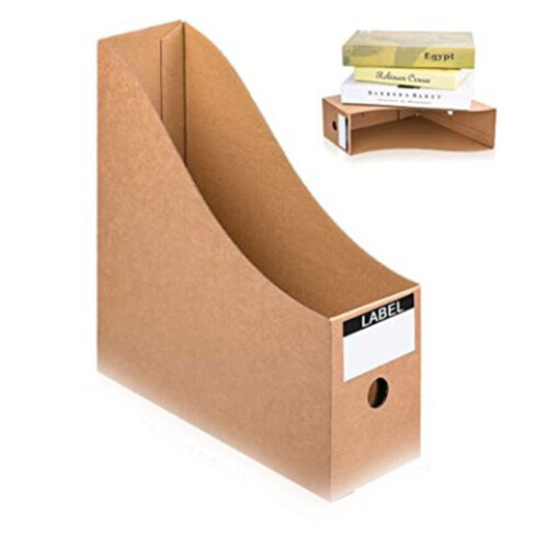 1 Pack Kraft Cardboard Magazine Rack With Bookshelf Tabs, Desk File ...