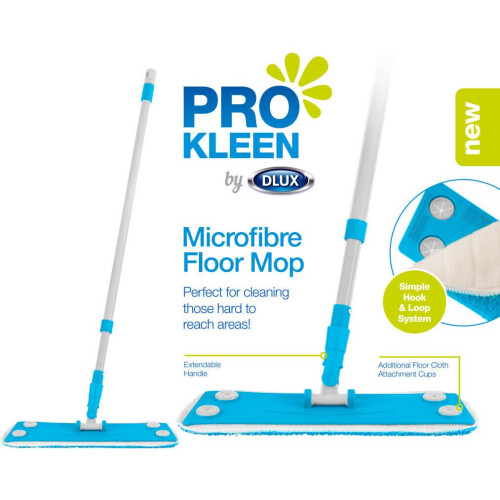 Microfibre Floor Mop Flat Telescopic Handle Cleaning Hard Floor Wet on ...