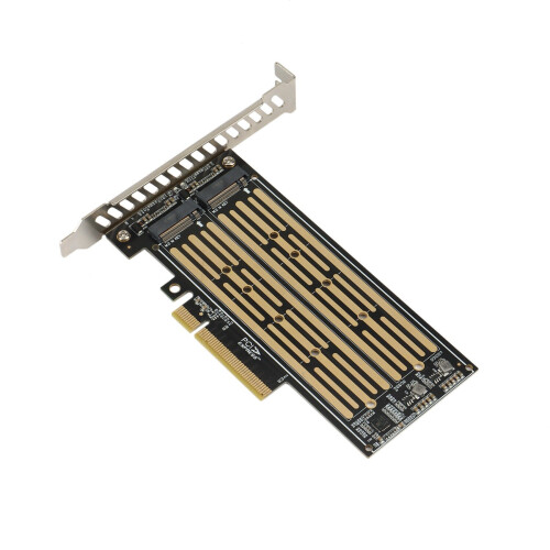 M.2 Riser Card M.2 NVME to PCIE X8 Dual Disk Hard Drive SSD Adapter ...
