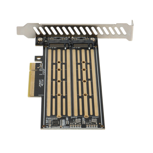 M.2 Riser Card M.2 NVME to PCIE X8 Dual Disk Hard Drive SSD Adapter ...
