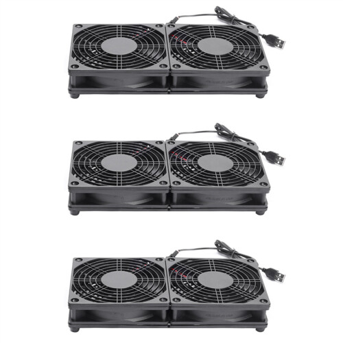 3pcs 120mm 5V USB Powered PC Router Dual Fans with Speed Controller High Cooling Fan for Router ...