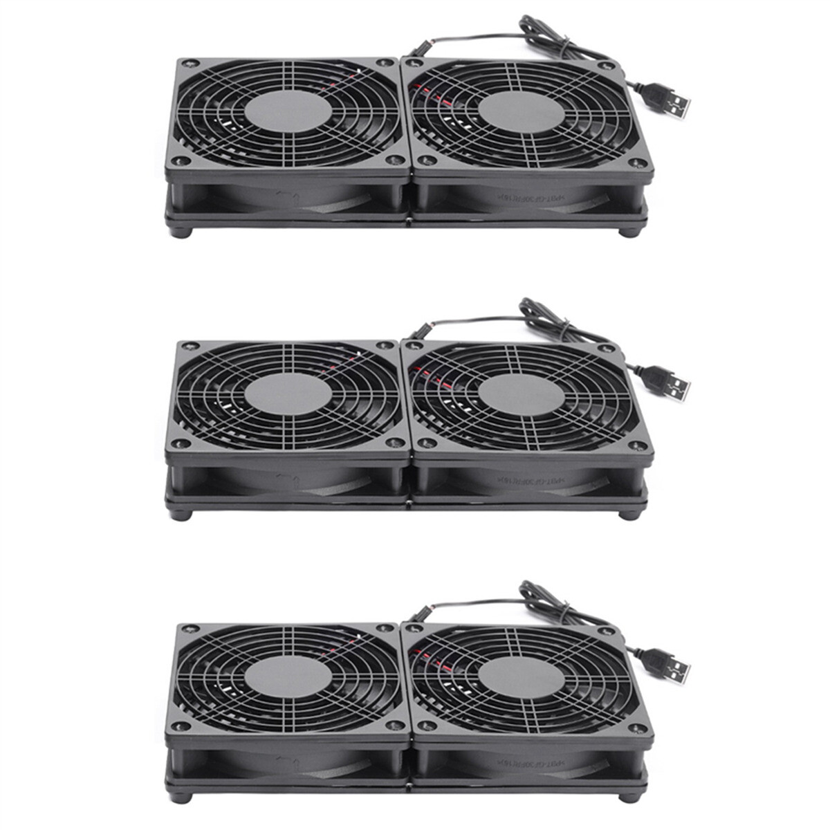 3pcs 120mm 5V USB Powered PC Router Dual Fans with Speed Controller ...