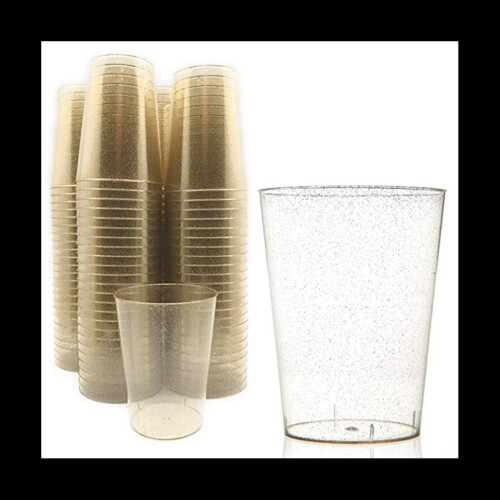 100 Disposable Gold Powder Plastic Cup Making Plastic Cup Flat Bottom ...