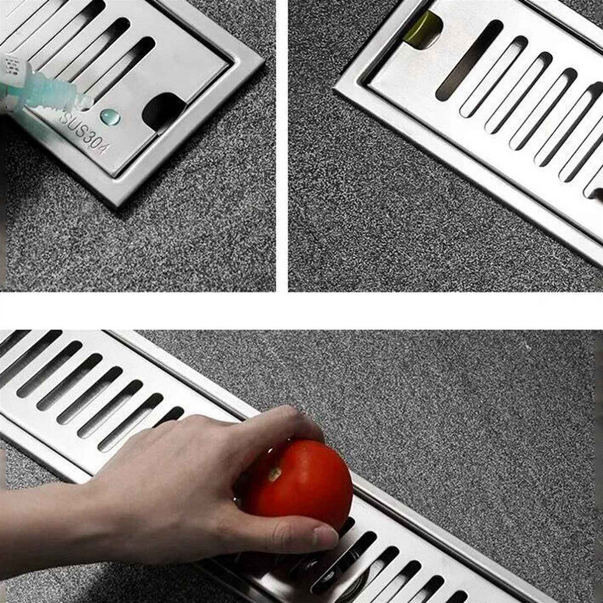 3X Rectangular Linear Shower Floor Drain Long Linear Drainage Channel ...