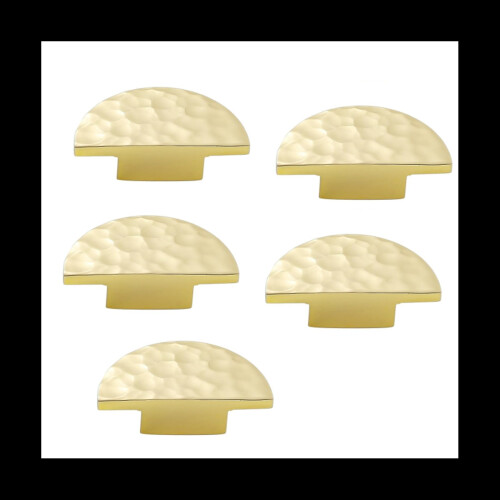 5Pack Solid Brass Cabinet Knobs, Semicircle Drawer Knobs, Hammered Dresser Drawer Pulls Handles ...