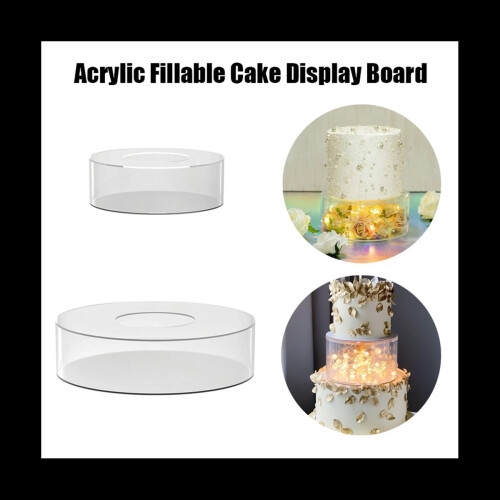 2Pcs Acrylic Fillable Cake Display Board Clear Round Fillable Cake ...