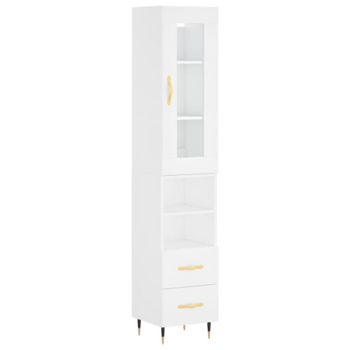 (white, 2 drawers 2 shelves) vidaXL Highboard Sideboard Tall Storage ...