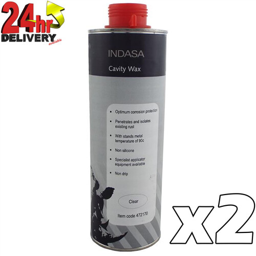 2x Indasa 1 litre Clear Car Cavity Wax Protection Waxoyl Rust ...