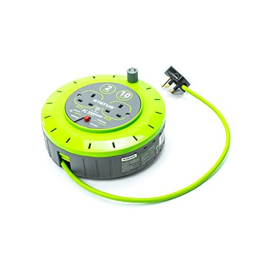 STATUS 2 Socket Cable Reel | 10m Green Extension Lead | 13A with ...