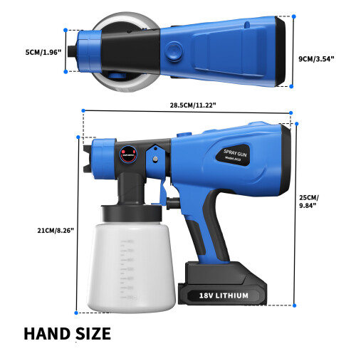 Cordless Paint Sprayer Battery Spray Gun Handheld HVLP Wall Fence House ...