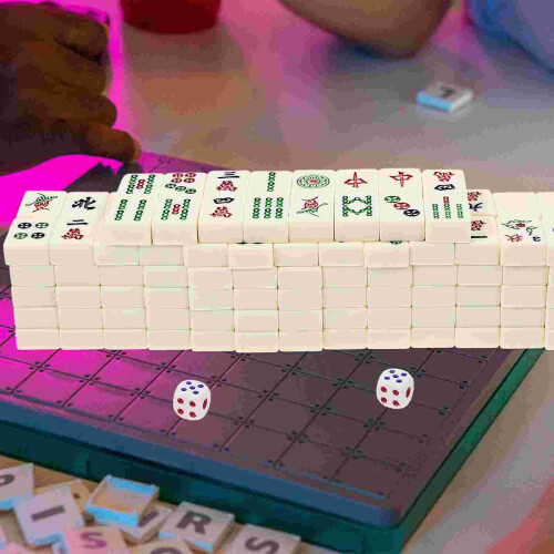 1 Set Chinese Mahjong Set Mahjong Set Mini Mahjong Kit Table Mini ...