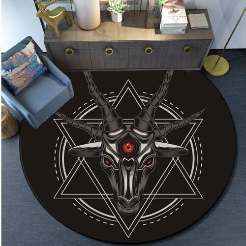 Skull Satanic Goat Pentagram Wing Demon Version Area Rug-Satanic Goat ...