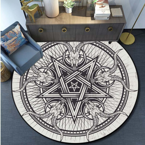 Skull Satanic Goat Pentagram Wing Demon Version Area Rug-Satanic Goat ...