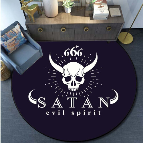 Skull Satanic Goat Pentagram Wing Demon Version Area Rug-Satanic Goat ...