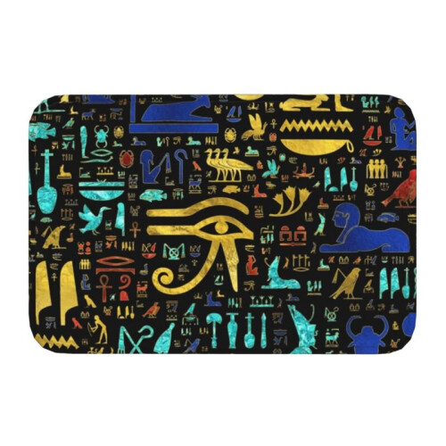 Colorful Ancient Egyptian Hieroglyphic Pattern Front Door Floor ...