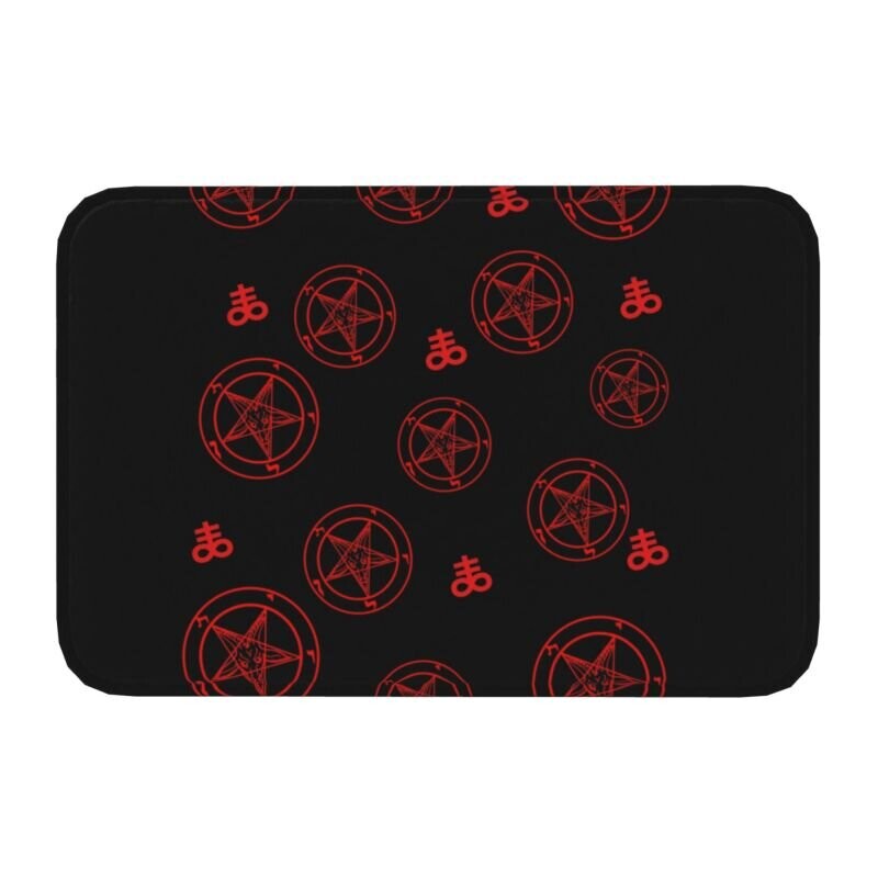 Personalized Baphomet In Red Doormat Mat Anti-Slip Satanic Cross Hail ...