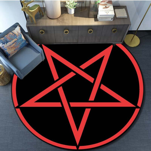 Skull Satanic Goat Inverted Pentagram Wing Demon Version Area Rug ...