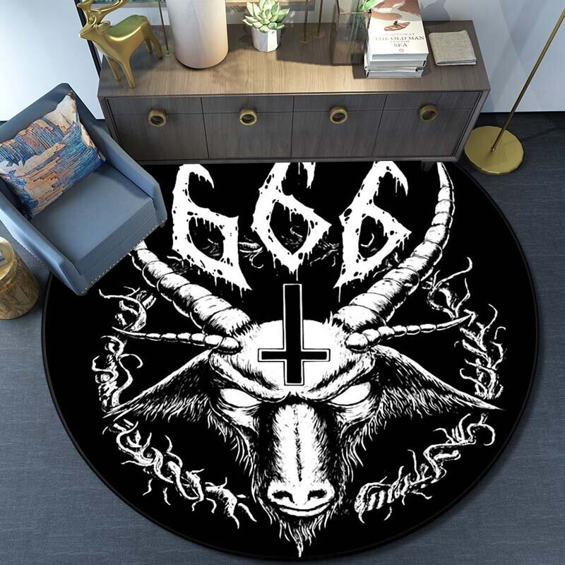 Skull Satanic Goat Inverted Pentagram Wing Demon Version Area Rug ...