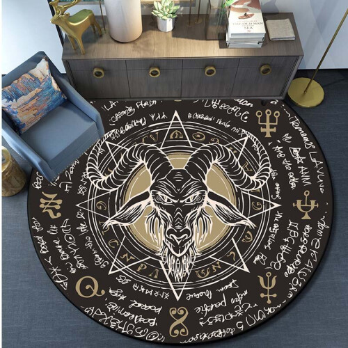 Skull Satanic Goat Inverted Pentagram Wing Demon Version Area Rug ...