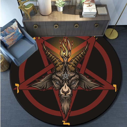 Skull Satanic Goat Inverted Pentagram Wing Demon Version Area Rug ...
