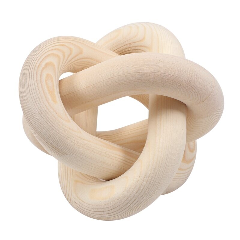 Boho Style Wooden Chain Link Ball Decoration Hand Carved 3-Link Chain ...