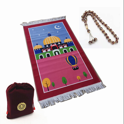 Muslim Prayer Rug Set Sejadah With Tasbih Prayer Mat Gift Set Islamic ...
