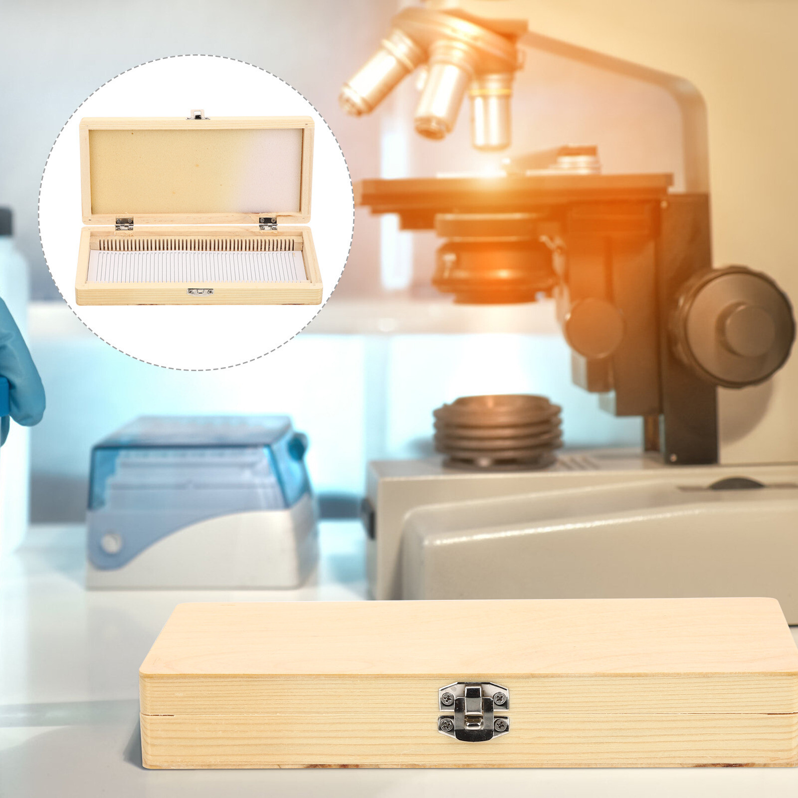 Wooden Compact Portable Microscope Slide Dispenser Histology Slide ...