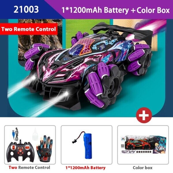(purple) RC Car With Led Lights Music Gesture Radio Remote Control ...