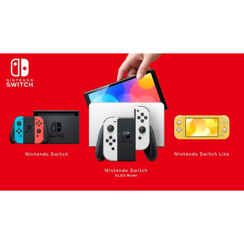 Nintendo Switch OLED-Modell Neonblau/Neonrot - 7-Zoll OLED-Display, 64 GB, Dock mit LAN ...