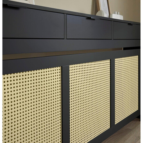 Vale Designs Storage Radiator Cover with Drawers - Rattan Black Large ...