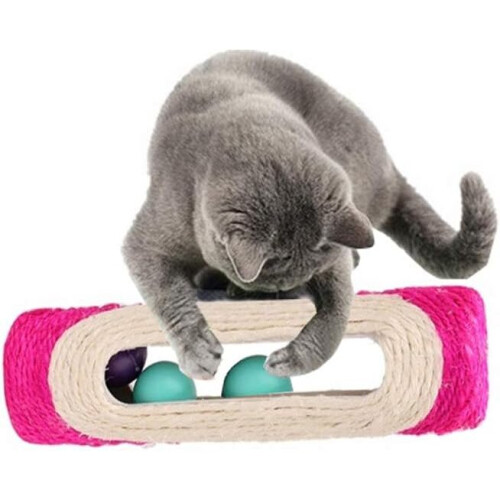 Cat Kitten Toys Rolling Sisal Scratch Board Roller With 3 Ball Exercise ...