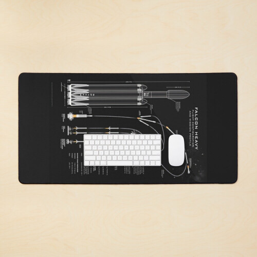 Desk Mat SpaceX Falcon Heavy Spacecraft NASA Rocket Blueprint in High ...