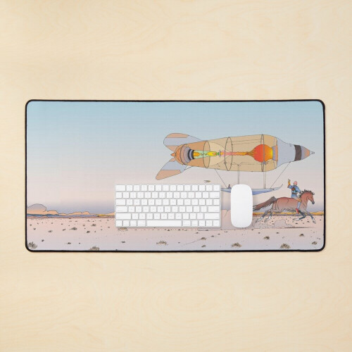 Desk Mat moebius,desert,horse, zeppelin, alien,major grubert,edena ...