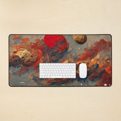 Desk Mat Asteroid Map of the Solar System Large Gaming Mouse Pad 35x16 ...